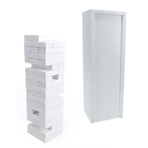 We Games White Wooden Blocks Stacking Tower Game With White Wooden Box ...