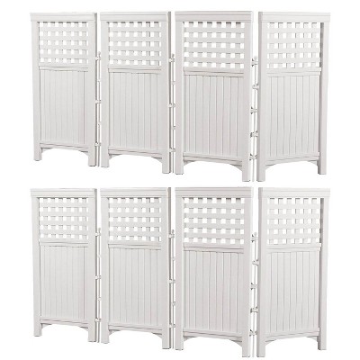 Suncast Outdoor Patio Garden 8 Panel Yard Screen Enclosure Gated Fence ...