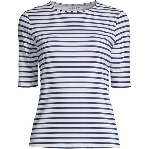 Lands' End Women's Plus Size Crew Neck Rash Guard Upf 50 Swim Tee - 2x ...