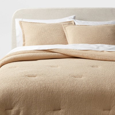 King Washed Waffle Weave Comforter And Sham Set Horseradish - Threshold ...