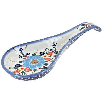 Blue Rose Polish Pottery Spring Beauty Large Spoon Rest : Target