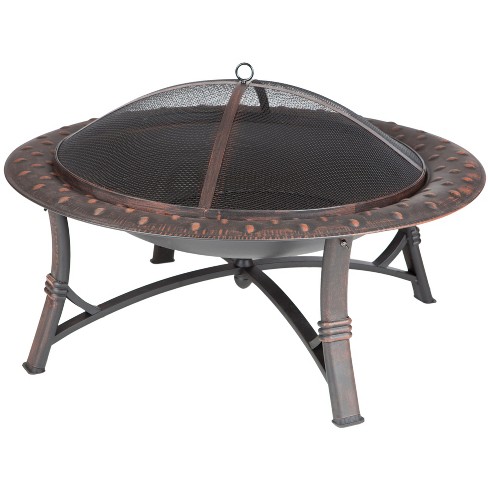 Fire Pit Roman Brushed Painted Steel Legs Wood Burning Lightweight ...