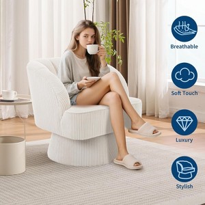 4PCS 360° Swivel Barrel Accent Chair – Soft Velvet Upholstery – Striped ...