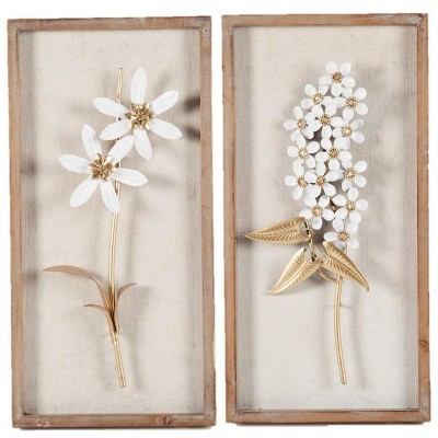 Luxenhome White And Gold Flower Metal Wall Decor : Target