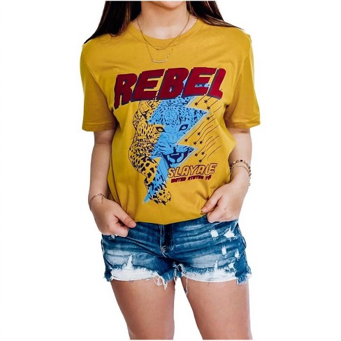 Women's Rebel Leopard Graphic Tee - Benie M : Target