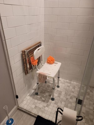 Shower Chair - Includes Back Scrubber & Additional Sponge - Anti Slip ...