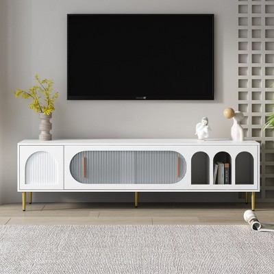 Modern Tv Stand For Tvs Up To 80", Tv Media Console Table With Acrylic ...
