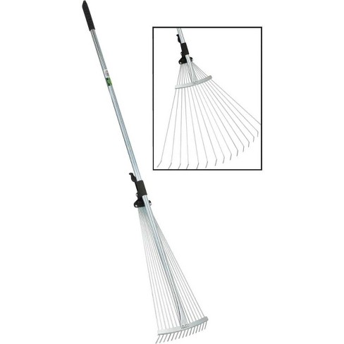 Best Garden Steel Leaf Rake Adjustable Head Width Up To 25 Inches : Target