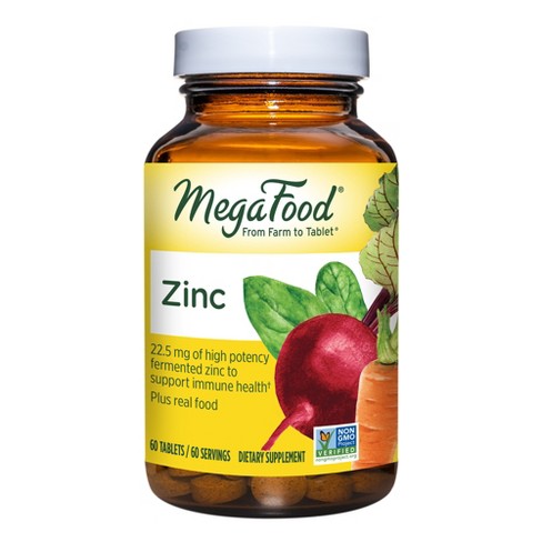 Megafood Zinc Supplement, 22.5mg High Potency Fermented Zinc, Immune ...