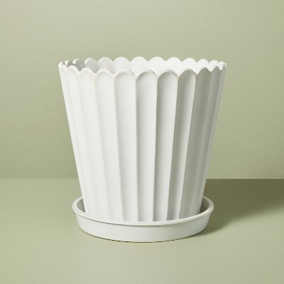 Checker Stoneware Indoor Outdoor Planter Pot Ivory 5.88"x5.88 ...
