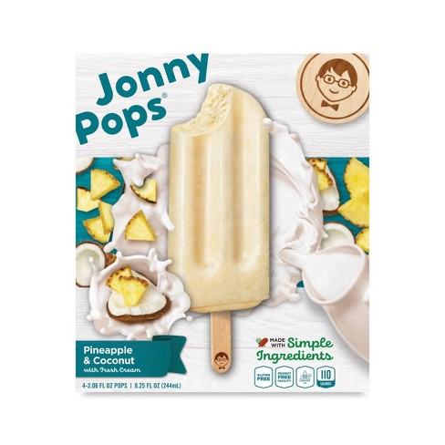 Jonnypops Pineapple Coconut & Cream Frozen Fruit Bars - 4pk/8.25 Fl Oz ...