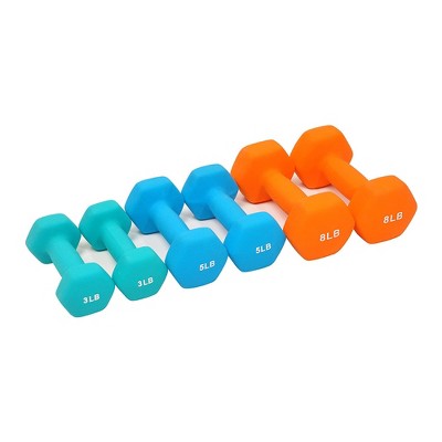 Balancefrom Fitness 3 Pair Neoprene Coated Hexagon Shaped Dumbbell Set ...