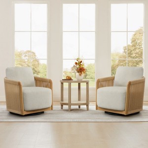 Spruce & Spring Boho Braid Swivel Accent Chair with Woven Paper Rope ...