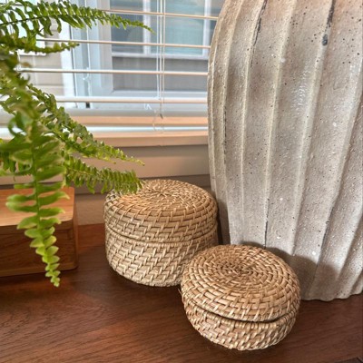 Medium 4"x6" Woven Basket With Lid Natural - Hearth & Hand™ With ...