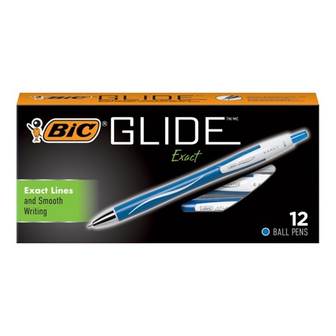 Bic Glide Exact Blue Retractable Ballpoint Pens, Fine Point (0.7mm), 12 ...
