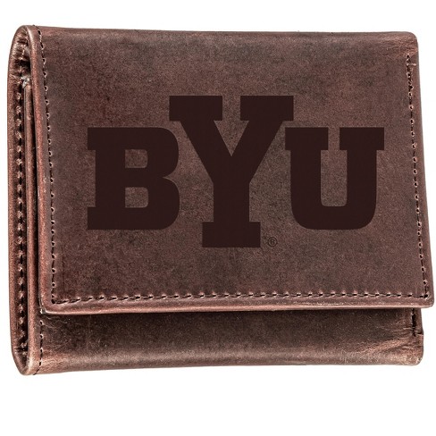 Evergreen Ncaa Byu Cougars Brown Leather Trifold Wallet Officially ...