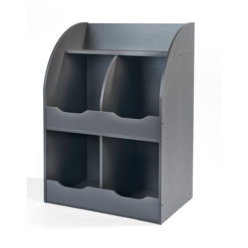 Badger Basket 4 Bin Storage Cubby With Bookshelf Charcoal: Toy Storage ...