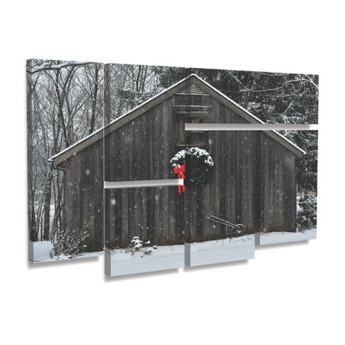 Kurt Shaffer 'christmas Barn In The Snow' Multi Panel Art Set 6 Piece ...