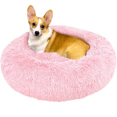 Petami Calming Dog Bed For Puppy Cat Kitten, Round Washable Pet Bed ...