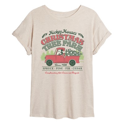 Women's - Disney - Mickey's Tree Farm Oversized Graphic T-Shirt : Target