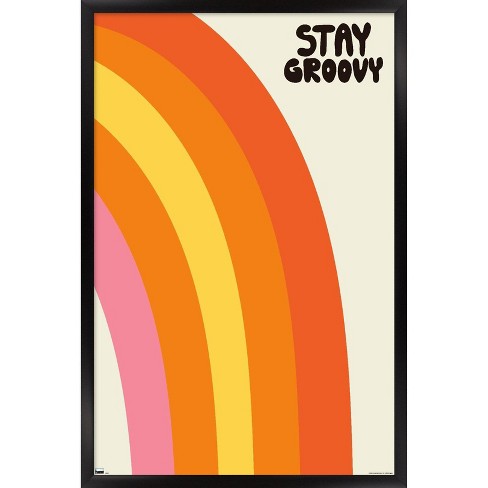 Trends International Hey Happy - Stay Groovy Framed Wall Poster Prints ...