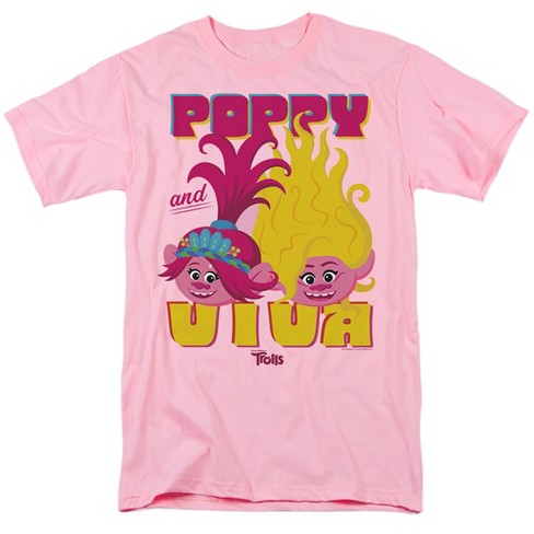 Trolls Poppy And Viva Unisex Adult T Shirt, Pink, Medium : Target