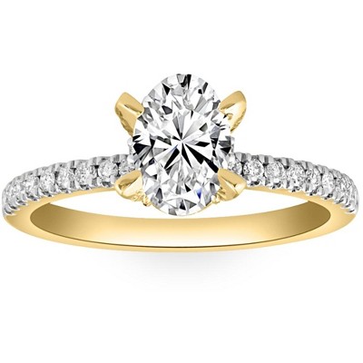 Pompeii3 1 1/2ct Oval Diamond Accents Engagement Ring White Yellow Or ...