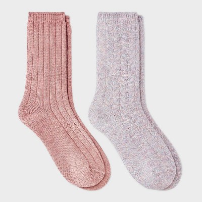 Women's Marled 2pk Cozy Crew Socks - Auden™ Ivory/charcoal Gray 4-10 ...