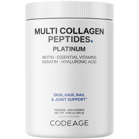 Codeage Platinum Multi Collagen Peptides Powder, Biotin, Vitamin C, Keratin, Hydrolyzed Collagen ...