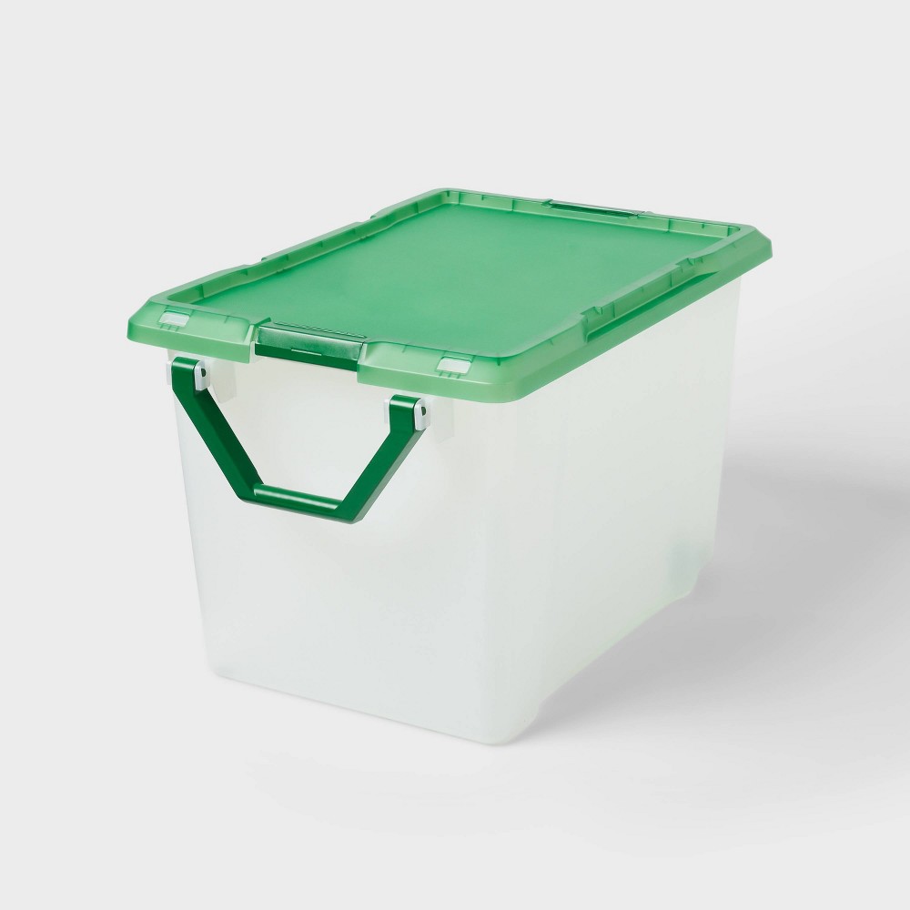 UPC 025947722570 - 32gal Latching Rolling Storage Tote - Green Lid ...