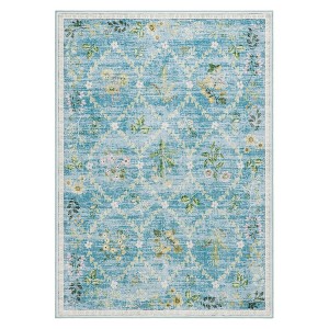 EVERWASH Haven Floral Trellis Washable Area Rug, Blue, 5'X7' : Target