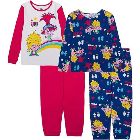 Dreamworks Trolls Toddler Girl's 4-piece Cotton Pajama Set : Target