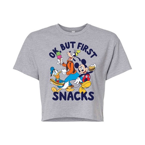 Women's - Disney - Ok, But First Snacks Cropped Graphic T-shirt : Target