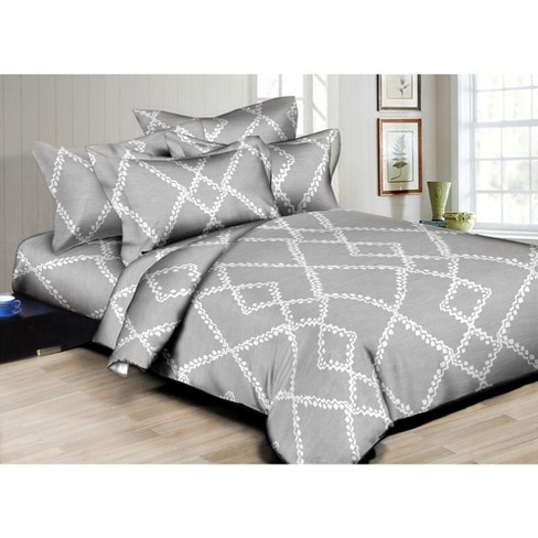 Superity Linen 180tc: Lacey Diamonds Gray- 4pc Linen Set- Queen : Target