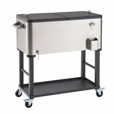TRINITY Stainless Steel Raised Cooler and Ice Cart with Shelf, Wheels ...
