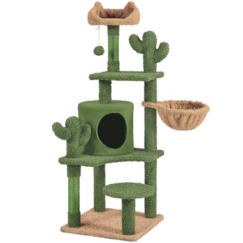 Yaheetech 53''h Cat Cactus Tree Condo Kitten Tree Tower With Padded ...