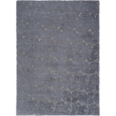 Nourison Cozy Shimmer Glam Shag Indoor Rug Slate Gold 7'9" X 9'9" : Target
