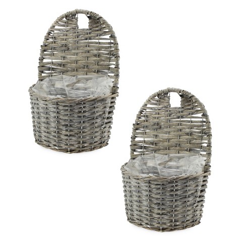 Auldhome Design Wall Hanging Pocket Baskets, Rustic Farmhouse Decor ...