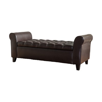 Keiko Storage Bench - Brown Leather - Christopher Knight Home : Target
