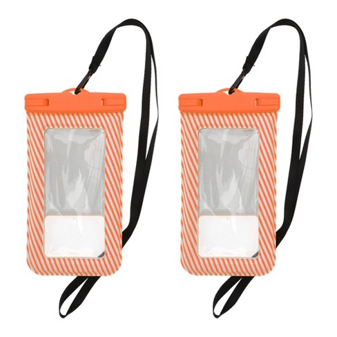 Unique Bargains Full Stripe Mobile Waterproof Bag 2 Pcs Orange 11 ...