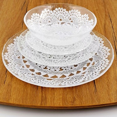 Gibson Home 12 Piece Apple Delight Textured Glass Dinnerware Set In ...