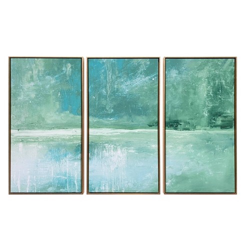 48" X 30" The Pond Triptych Floating Wall Canvas - Gallery 57: Modern Mdf & Plastic Decor ...