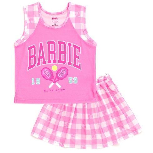 Barbie Little Girls Tank Top And Pleated Skort Outfit Set Checkered ...