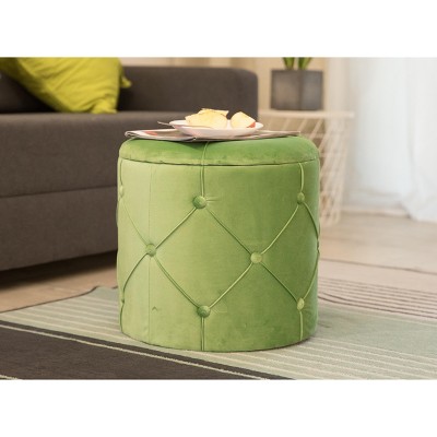 Fabulaxe Round Wooden Velvet Ottoman Stool With Lid : Target