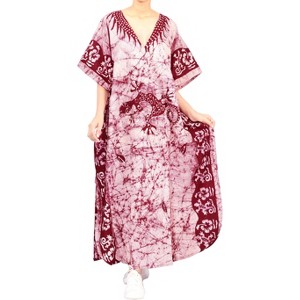 LA LEELA Summer Cotton Beach Caftan Dress for Women Resortwear Vacation ...