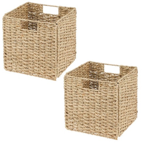 Mdesign Seagrass Kitchen Storage Basket With Handles, 2 Pack, Natural ...