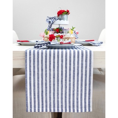 Solino Home Stripe Linen Table Runner Navy And White 14 X 72 Inches ...