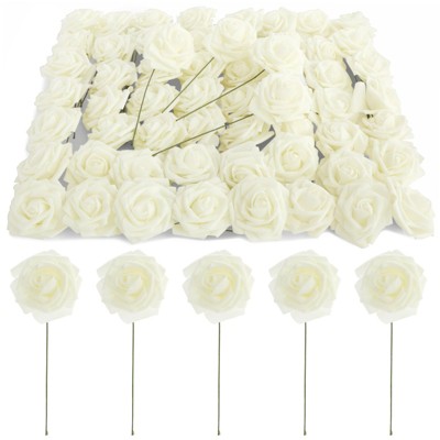 Bright Creations 60 Pack Artificial Rose Flowers Heads With Stems ...