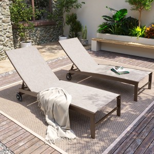 Pellebant Set of 2 Aluminum Chaise Lounge Chairs Wheels 6-Position ...