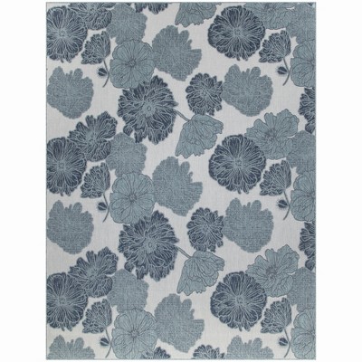 Nourison Garden Oasis Floral Flatweave Indoor Outdoor Rug Blue 8' X 10 ...